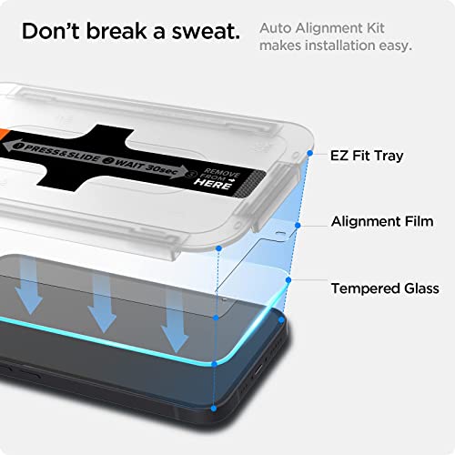 Spigen Tempered Glass Screen Protector designed for iPhone 14 / iPhone 13 Pro/iPhone 13 [Sensor Protection / 2 Pack]