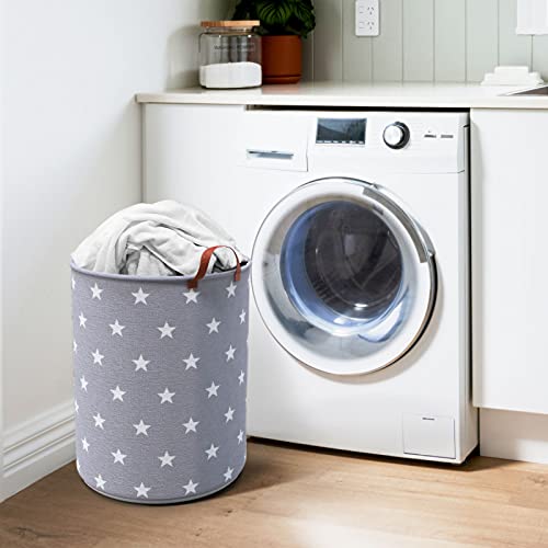 Large Laundry Hamper for Dirty Clothes, Cloths & Towels | Tall, Big Basket for Extra Loads | XL Size, Sturdy, Collapsible, Portable & Waterproof | Cute, Modern | Kids, Nursery, Girls, Baby (2 Baskets)