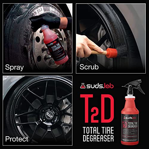 Suds Lab T2D Tire and Rubber Degreaser and Cleaner, Works to Remove Grease, Road Grime and Oil Stains from Tires and Rubber Trim - 32 oz