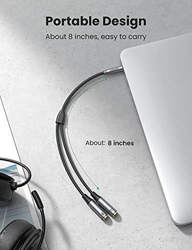 UGREEN Headphone Splitter Headset Splitter Audio Mic Y Adapter Braided 3.5mm TRRS Male to 2 Female Cable with MIC Compatible with PS5 PS4 Xbox One Controller, Phone to Earphone, Gaming Speaker