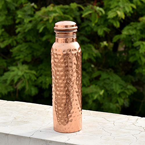 2activelife Unlined, Uncoated, and Lacquer-Free Hammered Pure Copper Water Bottle, 1000 ml, for Ayurvedic Health Benefits (33.81 Fl Oz)