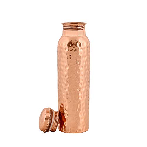 2activelife Unlined, Uncoated, and Lacquer-Free Hammered Pure Copper Water Bottle, 1000 ml, for Ayurvedic Health Benefits (33.81 Fl Oz)
