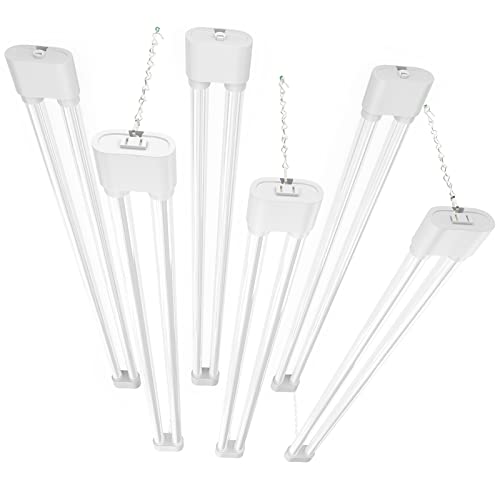 Ensenior 6 Pack Linkable Led Shop Light 4ft for Garage, 4400 High Lumens, 36W Equivalent 280W, 5000K Daylight, 48 Inch Utility Shop led Lights, Surface or Hanging Mount Fixtures, White, ETL Certified