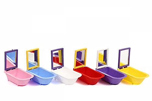 Fit Fly 2 Plastic Birds Cage Bath Basins Mirror Small Bird Bathtubs Parakeet Canary