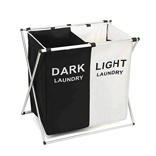 ESQLDK Laundry Basket,3 Sections Storage Bucket Household Necessities With Oxford Cloth,Foldable Bag With Waterproof (Large)