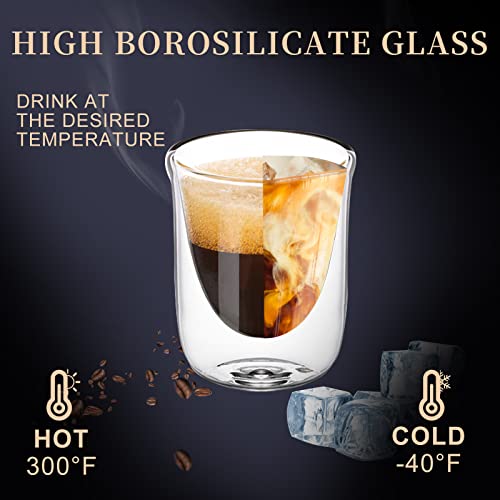 PARACITY Espresso Cups Set Of 2, 2 Oz Espresso Shot Glass, Espresso Mugs, Doubled Clear Insulated Borosilicate Glassware, Tazas De Cafe Expreso, Small Coffee Cups for Espresso Machine Accessories