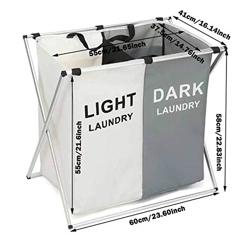ESQLDK Laundry Basket,3 Sections Storage Bucket Household Necessities With Oxford Cloth,Foldable Bag With Waterproof (Large)