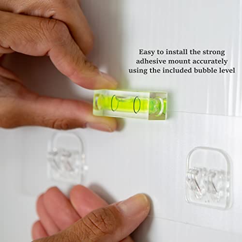 Shower Wall Caddy with Removable Soap Holder β Rustproof Black Metal Hanging Bathroom Shower Organizer Rack β 6 Sturdy Hooks for Storage β Adhesive Mounts & Mini Bubble Level for Easy Install