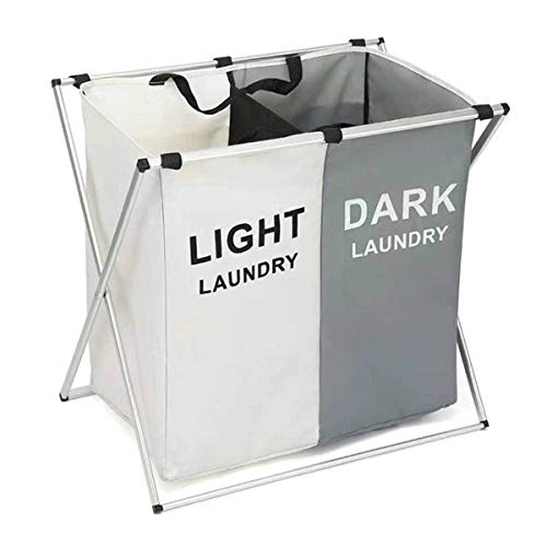 ESQLDK Laundry Basket,3 Sections Storage Bucket Household Necessities With Oxford Cloth,Foldable Bag With Waterproof (Large)