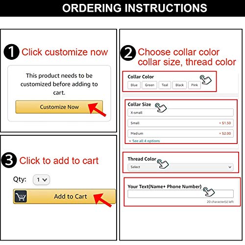 Reflective Personalized Dog Collar - Custom Embroidered Dog Collars with Pet Name and Phone Number for Boy and Girl Dogs, 4 Adjustable Sizes, XSmall,Small, Medium and Large