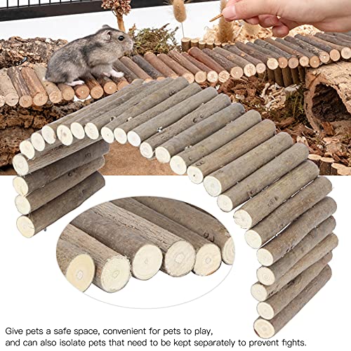 Hamster Bridge Toy, Bendable Wooden Hideout Rodents Wooden Door Fence for Small Animal Mouse Squirrel Chipmunk (60CM) Habitat Décor