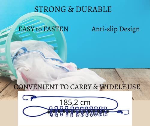 3 Pack Portable Clothesline Windproof Laundry Elastic Travel Clotheslines for Backyard & Balcony Camping on Boat Vacation Hotel Stretchy Retractable Indoor Outdoor Clothes line with 12 Clothespins