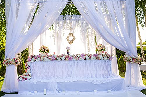 Qidkeo White Chiffon Fabric by The Yard 59" Wide,10 Yards Continuous