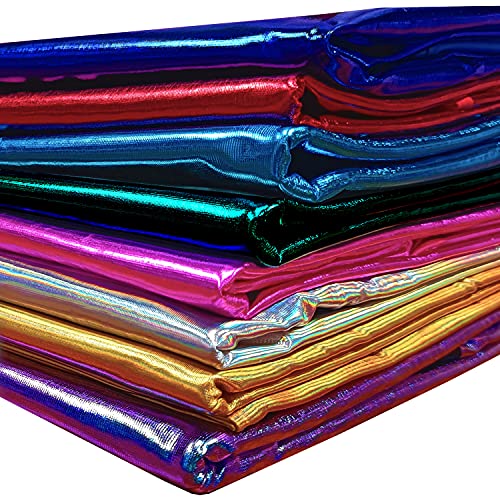 Hologram Metallic Foil Stretch Fabric Width 58 Inches(Green 1yard)