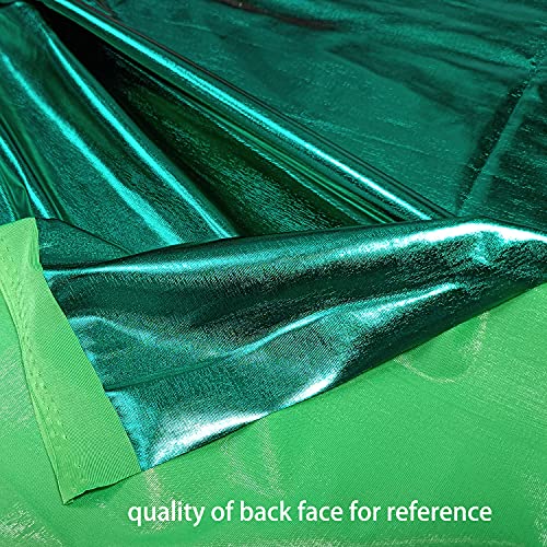 Hologram Metallic Foil Stretch Fabric Width 58 Inches(Green 1yard)