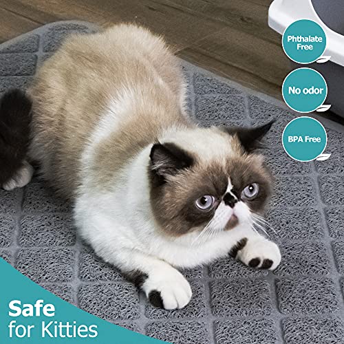 Conlun Cat Litter Mat Litter Trapping Mat, 24" x 17" Premium Durable PVC Grid Mesh with Scatter Control, Non-Slip, Less Waste Cat Litter Box Mat, Soft on Kitty’s Paws, Urine Waterproof