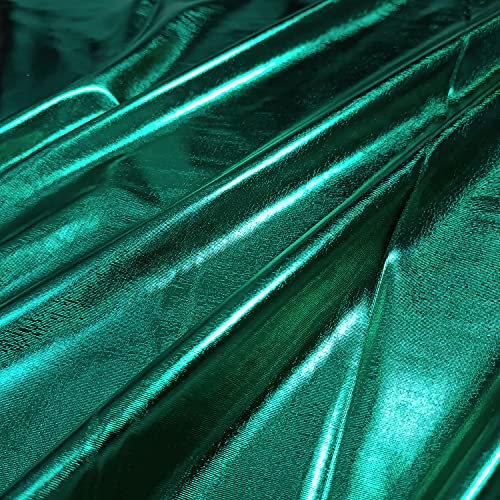 Hologram Metallic Foil Stretch Fabric Width 58 Inches(Green 1yard)