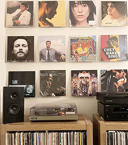 bigantss 6 Pack Clear Acrylic Vinyl Record Floating Shelves, 12" Wall Shelf Mount & Holder for Vinyl Album Display and Storage, Acrylic Record Frame Show Your Favorite LP (Clear)
