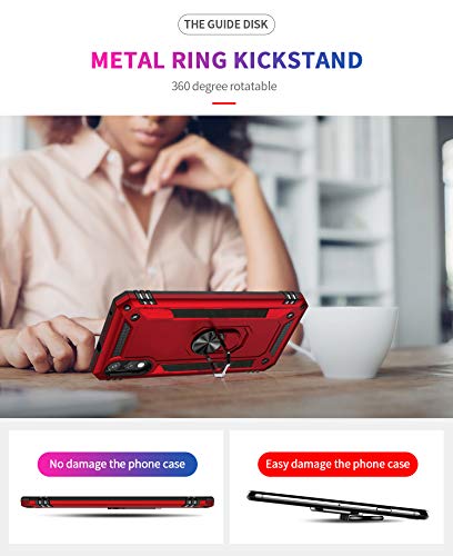 Tznzxm Case for ZTE ZMax 10 /ZTE Z6250, Military Grade [Impact Resistant][Defender][Metal Ring Grip][Magnetic Car Mount] Kickstand Protective Shockproof Case for Consumer Cellular ZMax 10 Rose Gold