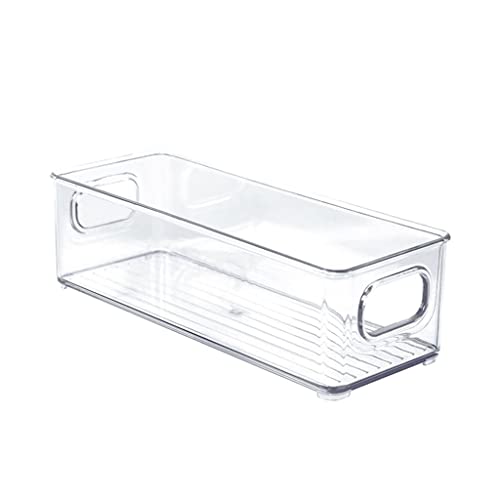 MagiDeal Clear Pantry Organizer Bins Household Plastic Food Storage Basket with Cutout Handles for Kitchen, Cabinets, Refrigerator, Freezer, Bedrooms, Bathroom, Shallow