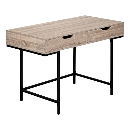 Monarch Specialties 7555 Computer Desk, Home Office, Laptop, Storage Drawers, 48" L, Work, Metal, Laminate, Brown, Contemporary, Modern Desk-48, 47.25"L x 23.75"W x 30"H, Dark Taupe Wood-Look/Black