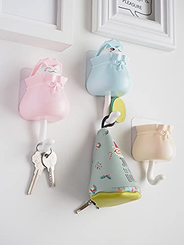 Tikapo Pee-A-Boo Cute Cat Punch Free Adhesive Decorative Heavy Duty Wall Hook for Hanging cloth, Key, Towel, Bag, Hat; Utility Hooks for Home Garage Storage - 4 PCS