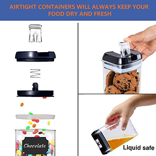 Airtight Food Storage Containers Set , Kitchen & Pantry Organization - BPA Free Plastic Dry Food Storage Containers With Easy Lock Lids - Stackable Sugar, Flour & Cereal Canisters With Labels & Marker