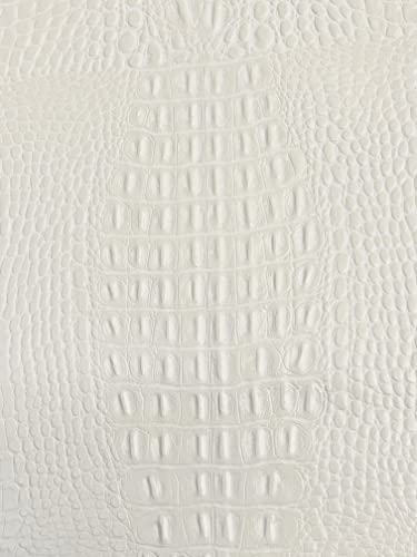 FABRICS FOREVER Faux Leather Crocodile Pearl Off White Upholstery Fabric by The Yard - 1 Yard 36 x 54ββ Wide | Alligator Vinyl Fabric Material Faux Leather Sheets for DIY, Upholstery Crafts