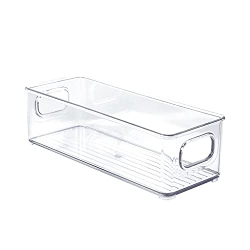 MagiDeal Clear Pantry Organizer Bins Household Plastic Food Storage Basket with Cutout Handles for Kitchen, Cabinets, Refrigerator, Freezer, Bedrooms, Bathroom, Shallow