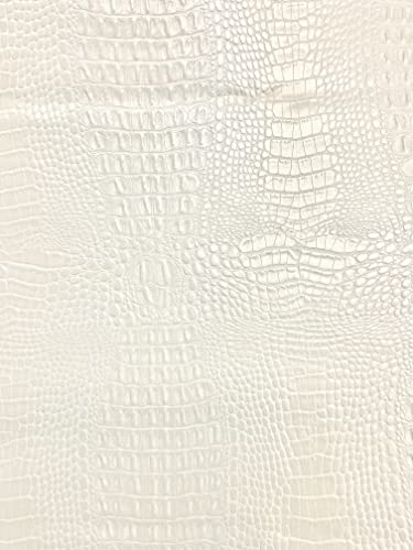 FABRICS FOREVER Faux Leather Crocodile Pearl Off White Upholstery Fabric by The Yard - 1 Yard 36 x 54ββ Wide | Alligator Vinyl Fabric Material Faux Leather Sheets for DIY, Upholstery Crafts