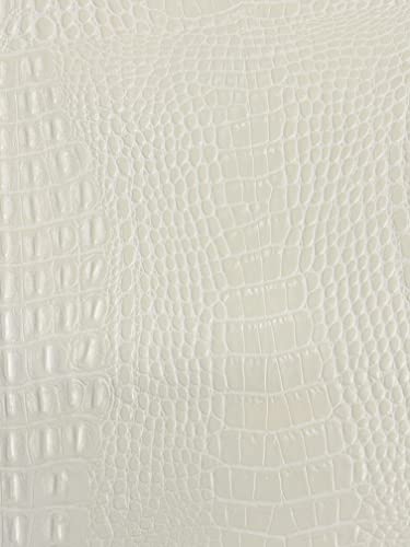 FABRICS FOREVER Faux Leather Crocodile Pearl Off White Upholstery Fabric by The Yard - 1 Yard 36 x 54ββ Wide | Alligator Vinyl Fabric Material Faux Leather Sheets for DIY, Upholstery Crafts