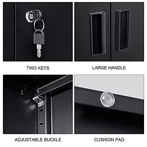 iCHENGGD Metal Storage Cabinet with 2 Door and 4 Adjustable Shelves, 70.8 inch Tall Steel Cabinet for Warehouse, Garage, Home, Office,Easy Assemble Required (Black)