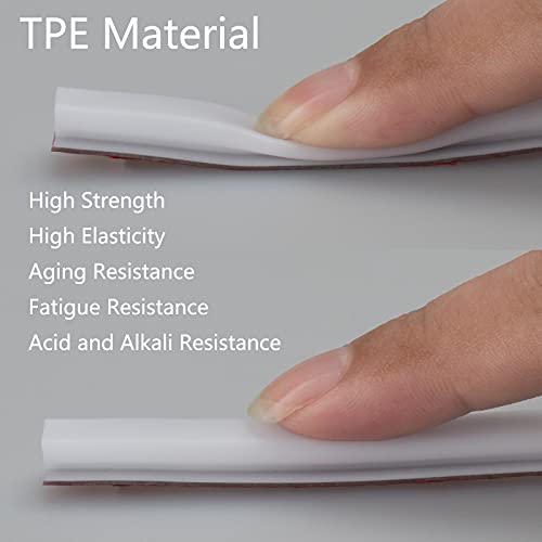 GANGDISE White Door Weather Stripping, Waterproof Self-adhisive Rubber Seal Strip for Doors and Windows Soundproof Insulation 19.68 Feet