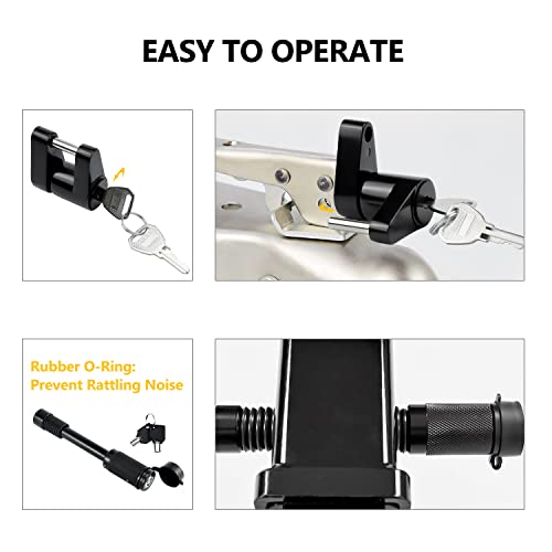Cenipar Trailer Hitch Lock Receiver Long Hitch Pin 5/8 Inch Diameter 4 Inch Long for Truck Car and Boat Fits Class III, IV, V Hitches Towing Locks, 1/4โ Dia Trailer Coupler Lock with 3/4โ Inch Span