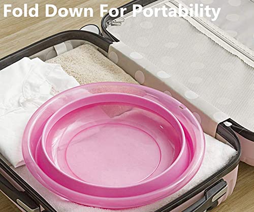 Foldable Hedgehog Bathtub, with 2 Pcs Set Bathing Brush, Plastic Small Animal Swimming Pool, Bath Sand Room Sauna, for Hedgehog Hamster, Guinea Pig,Bearded Dragon (Pink)