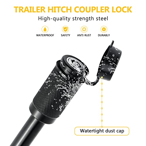 Cenipar Trailer Hitch Lock Receiver Long Hitch Pin 5/8 Inch Diameter 4 Inch Long for Truck Car and Boat Fits Class III, IV, V Hitches Towing Locks, 1/4โ Dia Trailer Coupler Lock with 3/4โ Inch Span