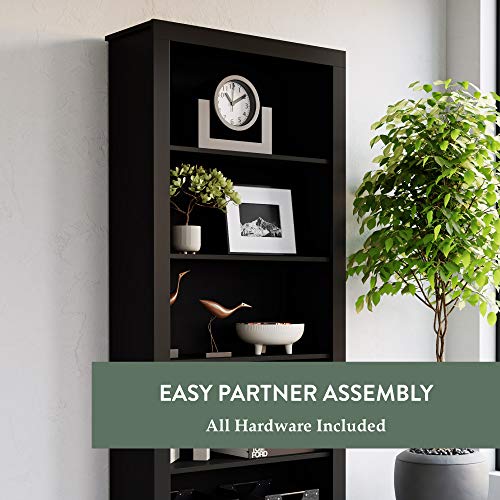 Edenbrook Sumac Bookcase, 5-Shelf Organizer for Bedroom Furniture or Home Office Furniture, Walnut Wood Bookshelf