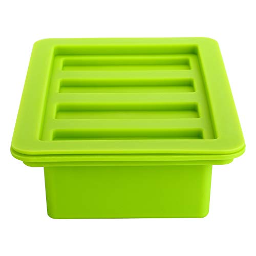 Suwimut 2 Pack Silicone Butter Mold Tray with Lid, Large 4 Cavities Rectangle Butter Maker Holds 6 Tablespoons Butter, Non-Stick Butter Container for Brownies, Homemade Butter, Herbed, Garlic Butter
