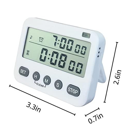 Tuffinix Digital Kitchen Timer Clock - Magnetic Countdown Timer for Cooking Count Up & Down Big Display with Memory Function and Loud Alarm for Kids Homework Gym Baking