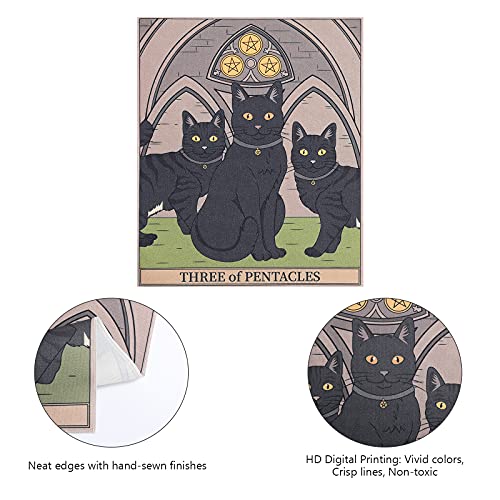 Lourny 3 Pcs Small Tarot Tapestry Wall Hanging Cute Animal Cartoon Cat Tapestries Decor for Bedroom Living Room(Pentacles, 18 x 20 inches)
