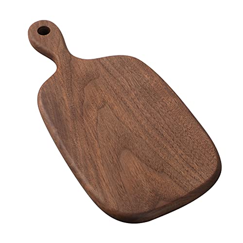 Muso Wood Small Cutting Board with Handle, Walnut Wooden Chopping Boards for Bread, Vegetables & Fruits, Dinner Cheese Board with Hole(15.2x7.3 Inches)