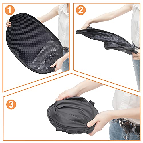 STORAGE MANIAC Pop-Up Laundry Hampers, 2-Pack Large Laundry Hamper, Collapsible Laundry Hamper, Mesh Laundry Hamper, Collapsible Laundry Basket for Dorm, Apt, Bedroom, Bathroom, Laundry Room, Black