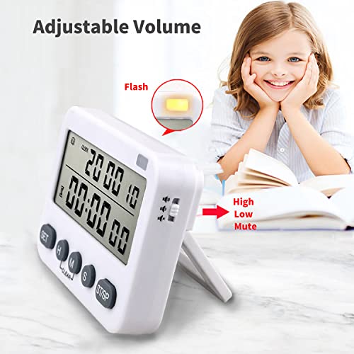 Tuffinix Digital Kitchen Timer Clock - Magnetic Countdown Timer for Cooking Count Up & Down Big Display with Memory Function and Loud Alarm for Kids Homework Gym Baking