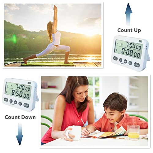 Tuffinix Digital Kitchen Timer Clock - Magnetic Countdown Timer for Cooking Count Up & Down Big Display with Memory Function and Loud Alarm for Kids Homework Gym Baking