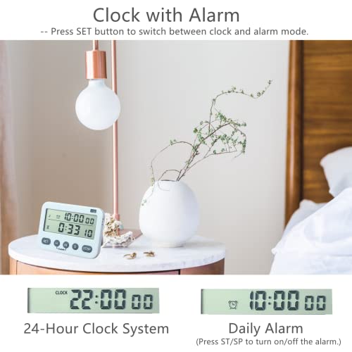 Tuffinix Digital Kitchen Timer Clock - Magnetic Countdown Timer for Cooking Count Up & Down Big Display with Memory Function and Loud Alarm for Kids Homework Gym Baking