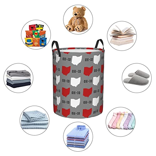 Large Laundry Hampers Collapsible Laundry Baskets Ohio State Gray USA America Washing Bin Waterproof Lightweight Storage Bin for Toy Organizer Nursery