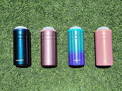 CHILLOUT LIFE Skinny Can Cooler for Slim Beer & Hard Seltzer | 12oz Stainless Steel Tall Triple Insulated Can Drink Holder - 1 Pack