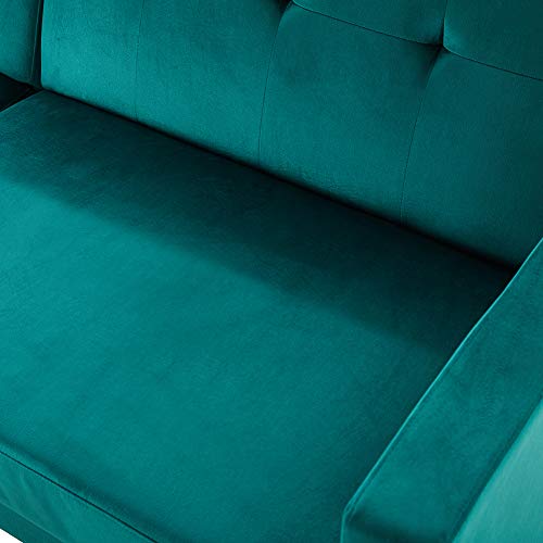 LTT Futon Sofa Bed, Futon Couch, Folding Sofa Bed Dual-Purpose Multi-Functional Sofa Bed Upholstery Fabric Living Room Sofa (Teal)