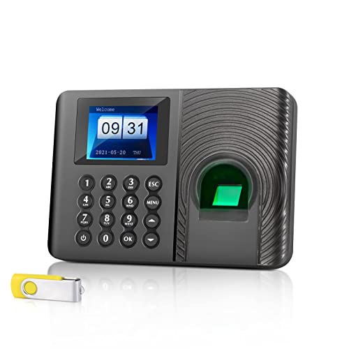 JIAN BOLAND Fingerprint Time Clock, Time Clocks for Employees Small Business, Clock in and Out Machine for Employees with Fingerprint, PIN No Monthly Fees with 8G U-Disk