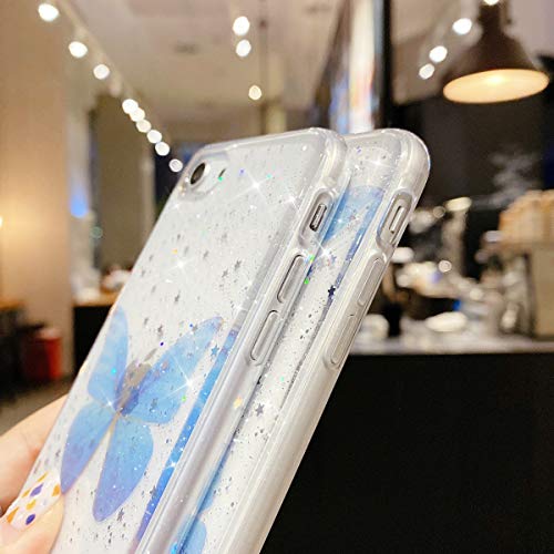 HJWKJUS Compatible with iPhone 7/8/SE 2020/SE 2022 Cute Clear Case,Bling Glitter Sparkly Butterfly Design Slim Soft TPU Protective Phone Case for iPhone 7/8/SE 2020 4.7''